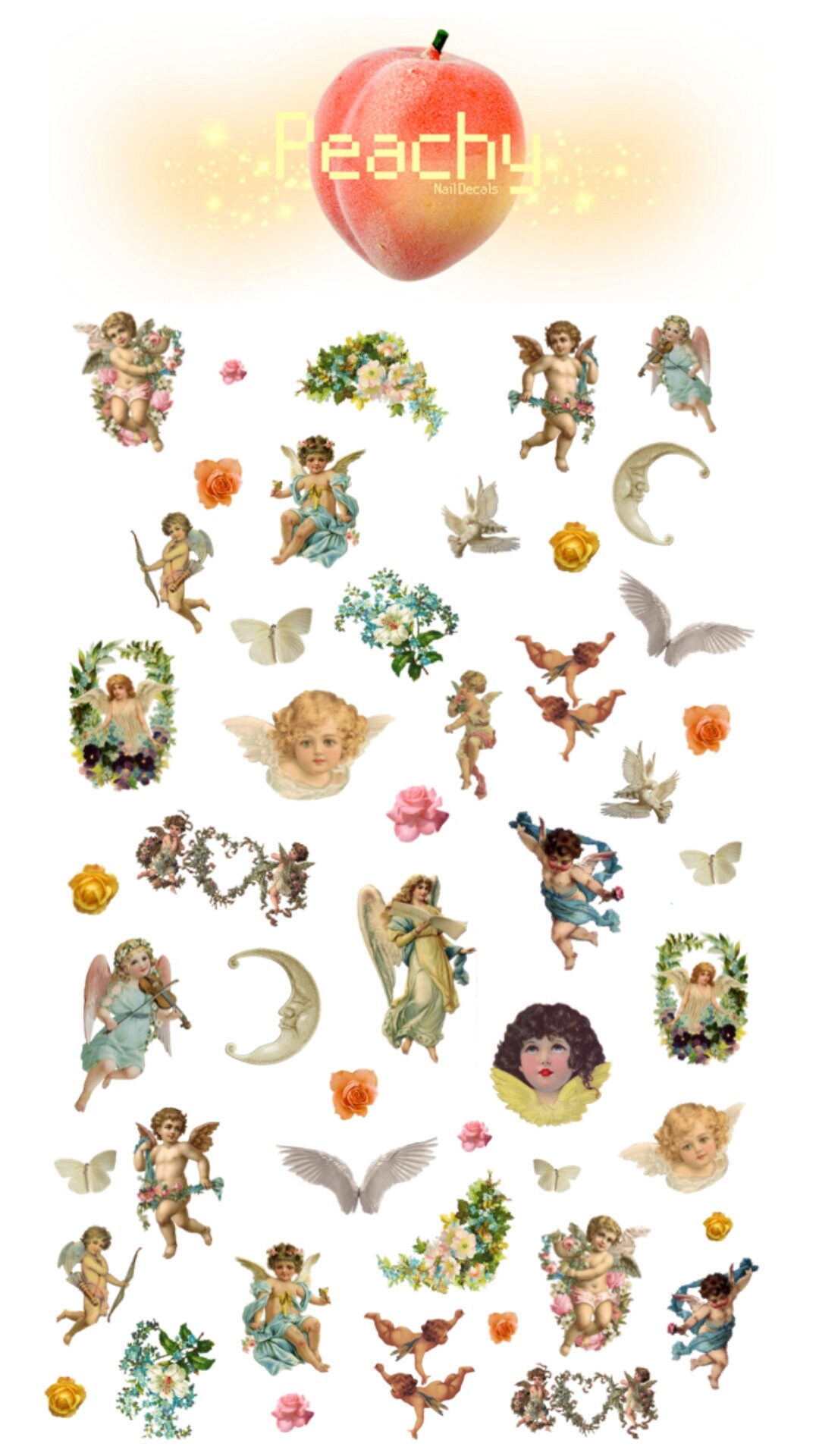Angel Nail Decals Cherub Decals Nail Decals Nail Art Cute - Etsy