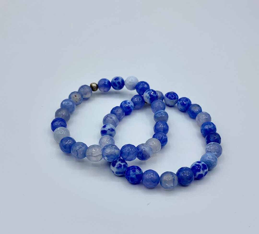 Pulsera Denim Blue Fire Agate - Etsy España
