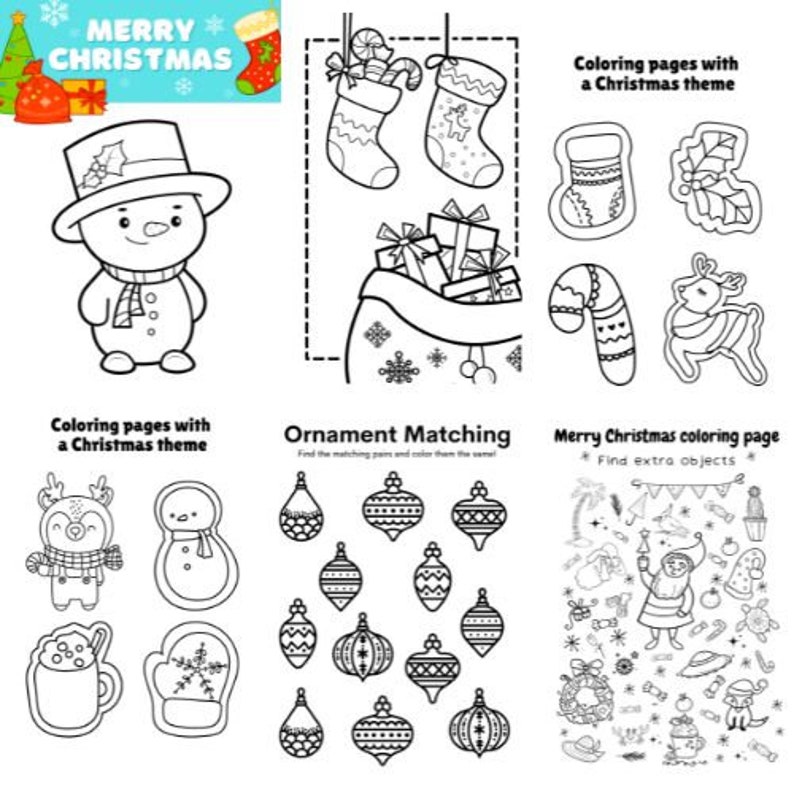 Printable Christmas Coloring Pages, SVG, PDF, PNG, Jpg - Etsy