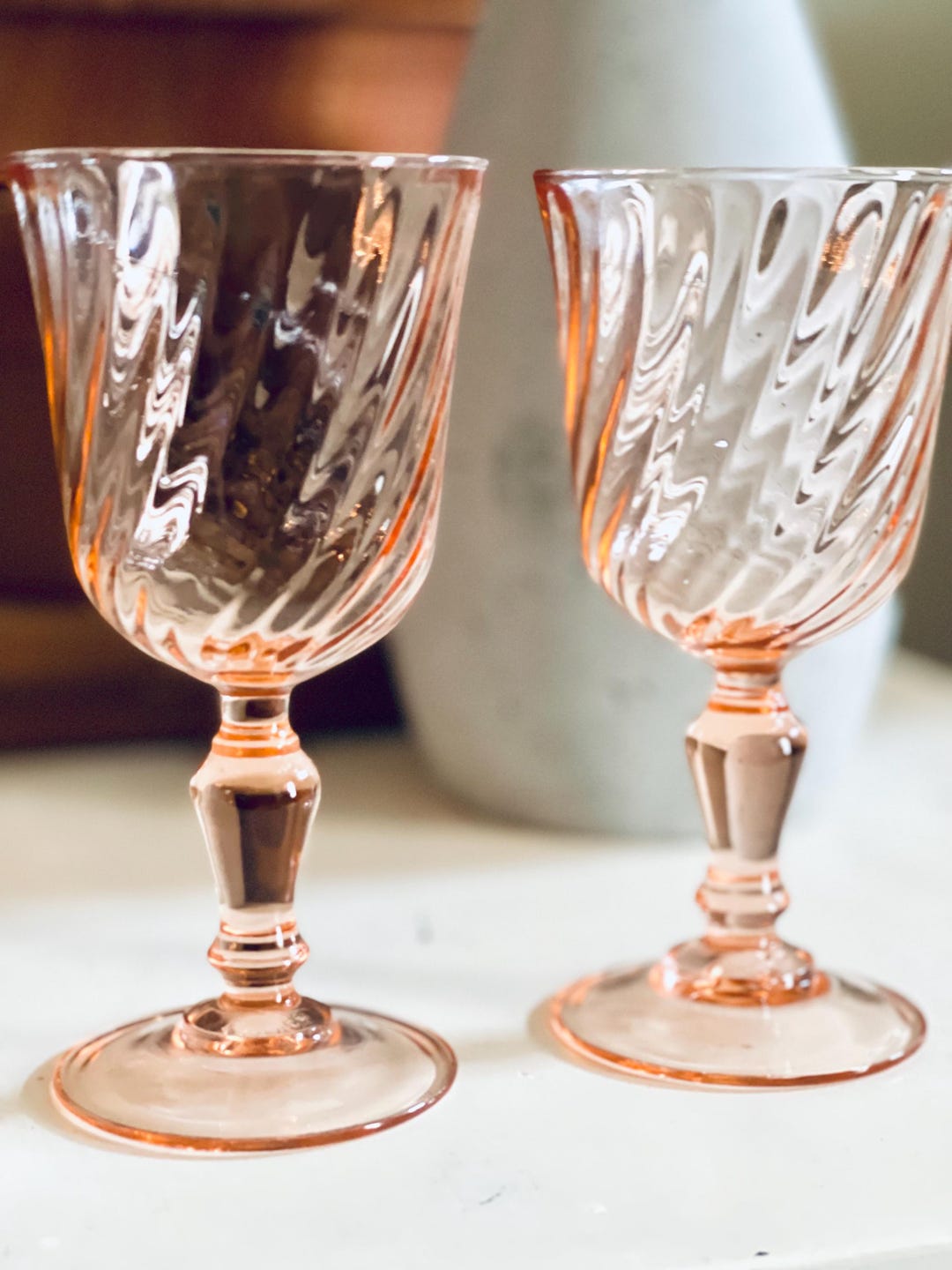 Rosaline Pink Goblets, Vintage Pink Goblet, Wine Goblet, Wedding Goblet ...