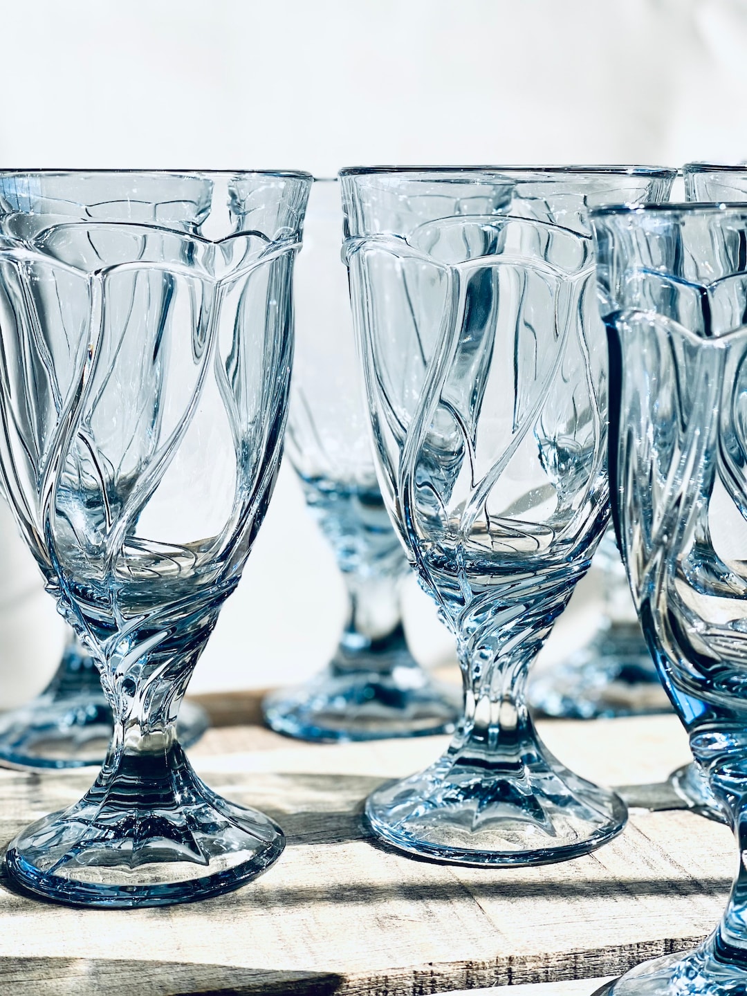 Vintage Goblet Sweet Swirl Noritake Wine Goblet Light Blue Goblet ...