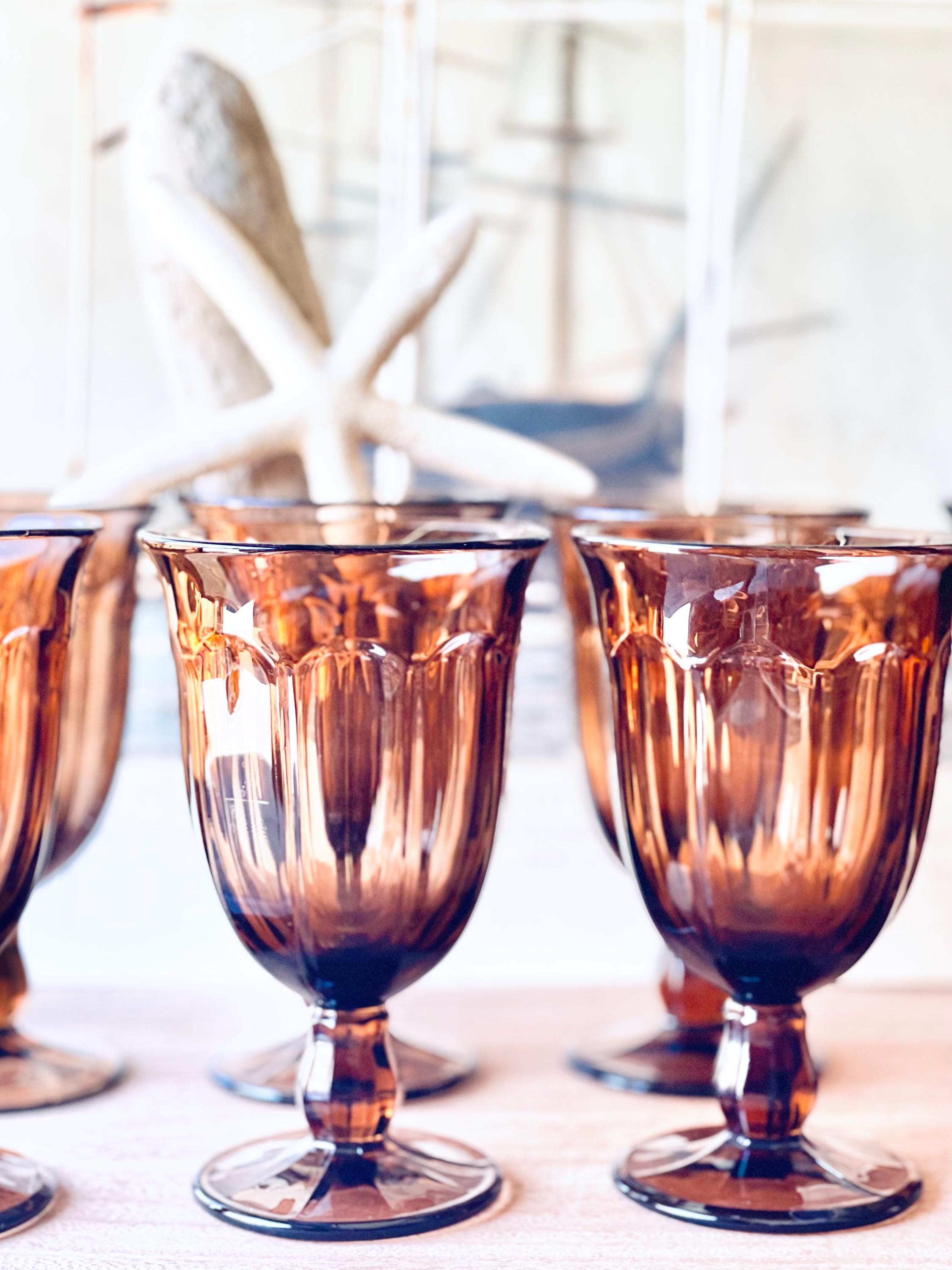 Vintage Noritake Provincial Brown Goblets, Pedestal Water Goblet ...