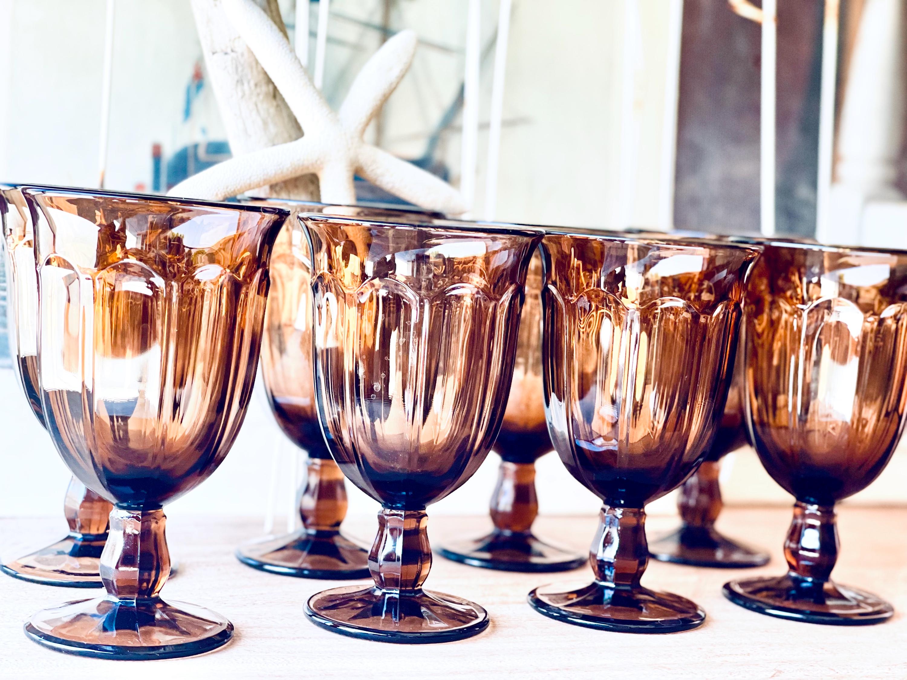Vintage Noritake Provincial Brown Goblets, Pedestal Water Goblet ...