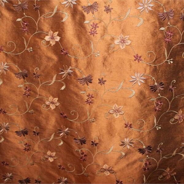 Embroidered Silk Fabric - Etsy