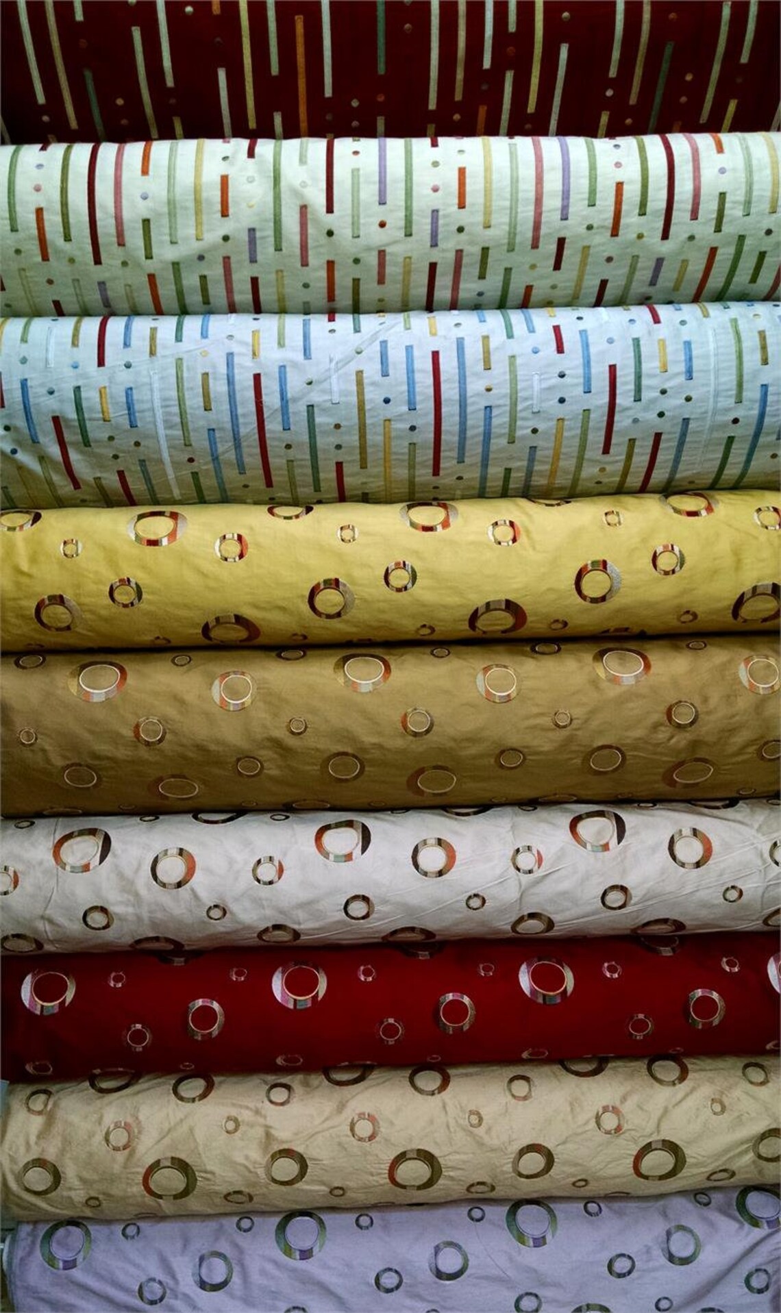 Embroidered Silk Dupioni Fabric Bars & Baubles Taupe - Etsy