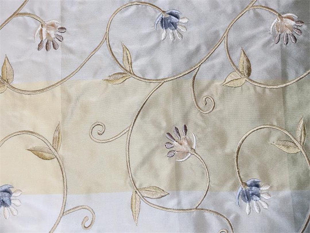 Designer Plaid Velvet Embroidered Silk Taffeta Fabric the Hamptons ...
