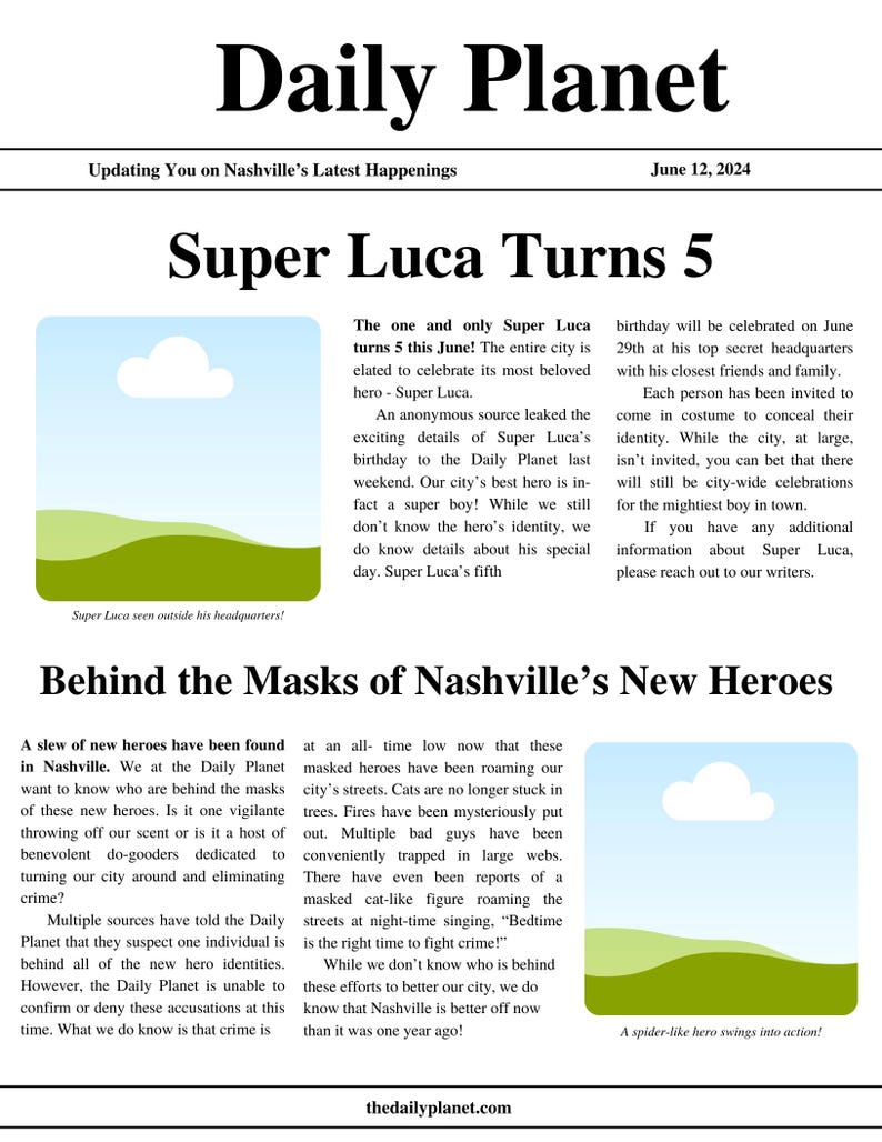 Superhero Newspaper Poster Template (stories Already Written) - Etsy