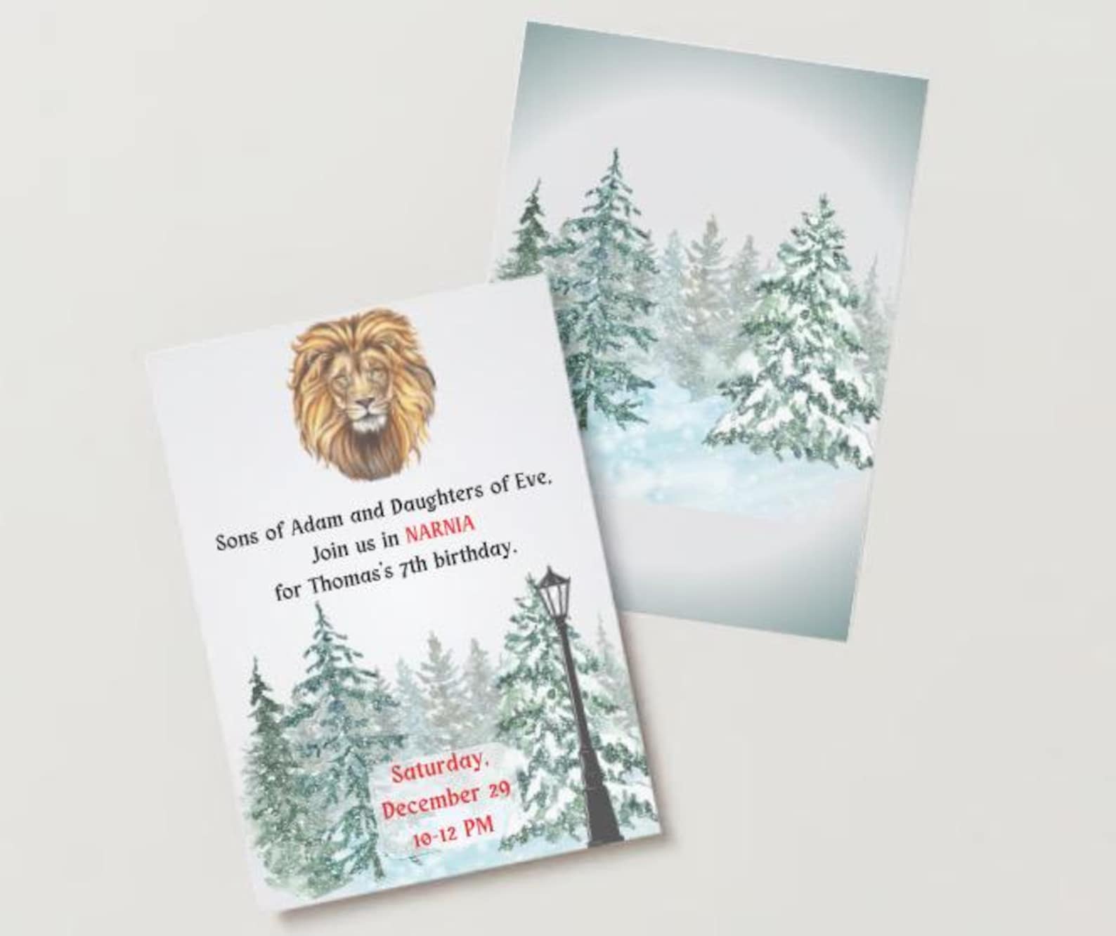 Chronicles of Narnia Birthday Party Invitation Template - Etsy