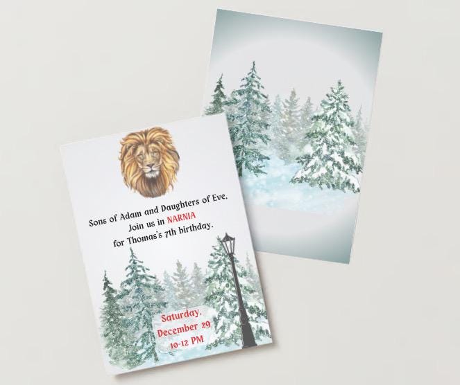 Chronicles of Narnia Birthday Party Invitation Template - Etsy