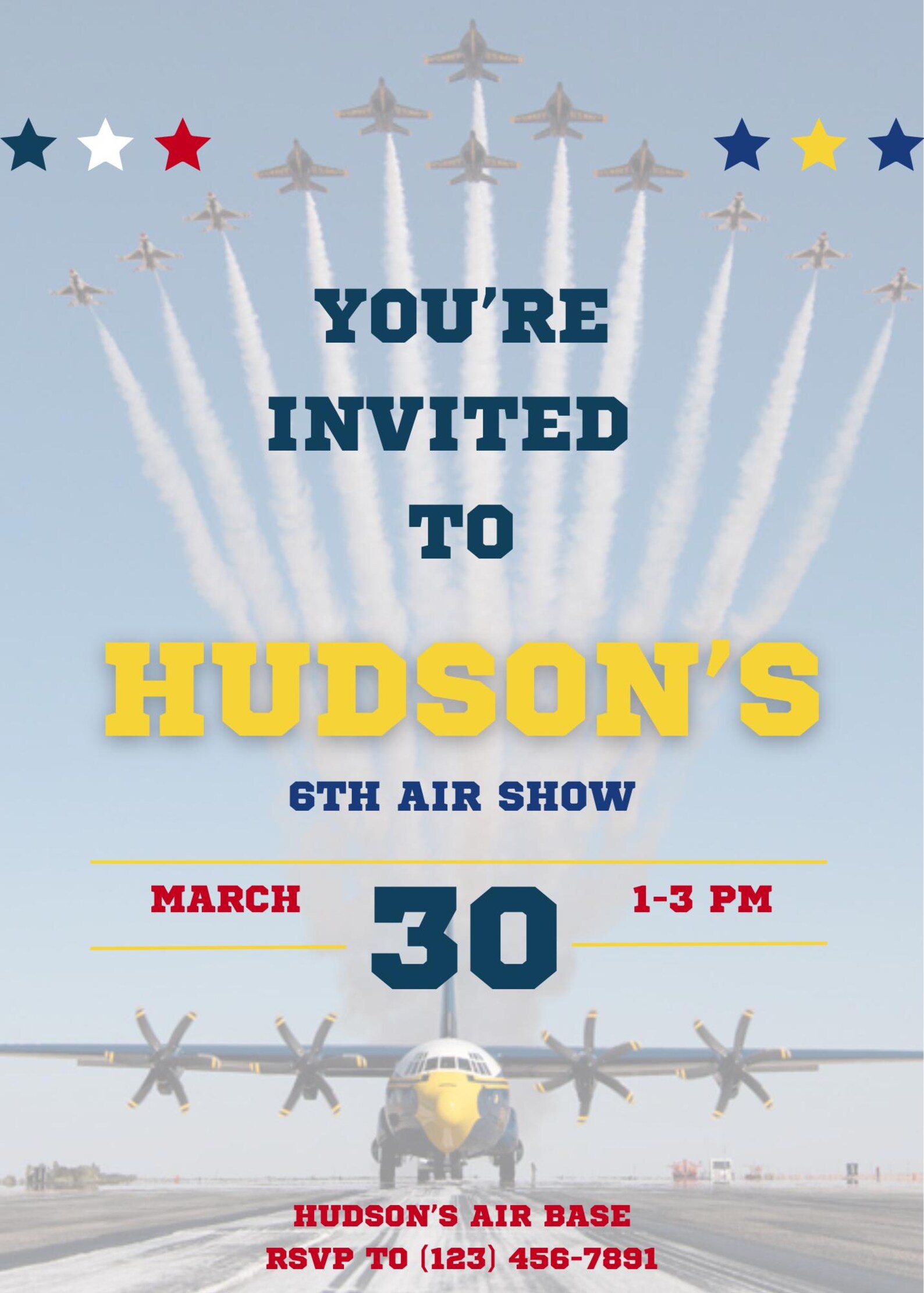 Airshow Birthday Party Invitation (blue Angels and Thunderbirds ...