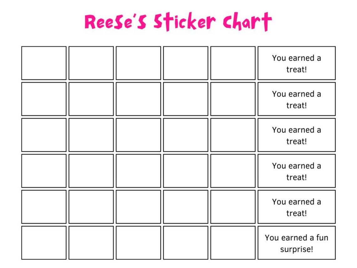 Pink Sticker Chart for Chores, School, Etc. - Etsy