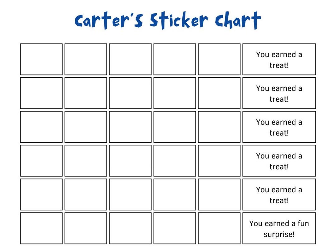 Blue Sticker Chart for Chores, School, Etc. - Etsy