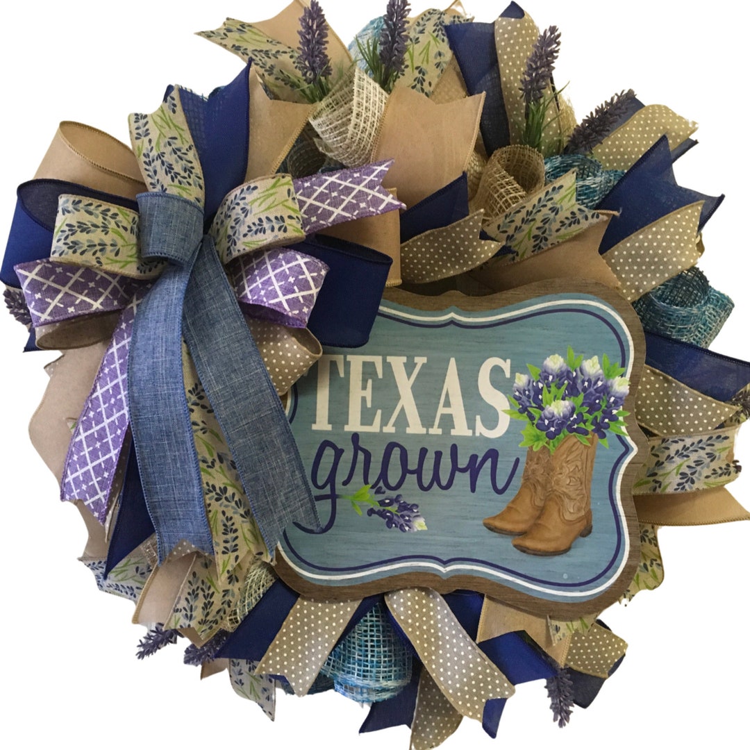 Texas Wreath, Bluebonnet Wreath, Spring Wreath, Everyday Wreath, Front ...