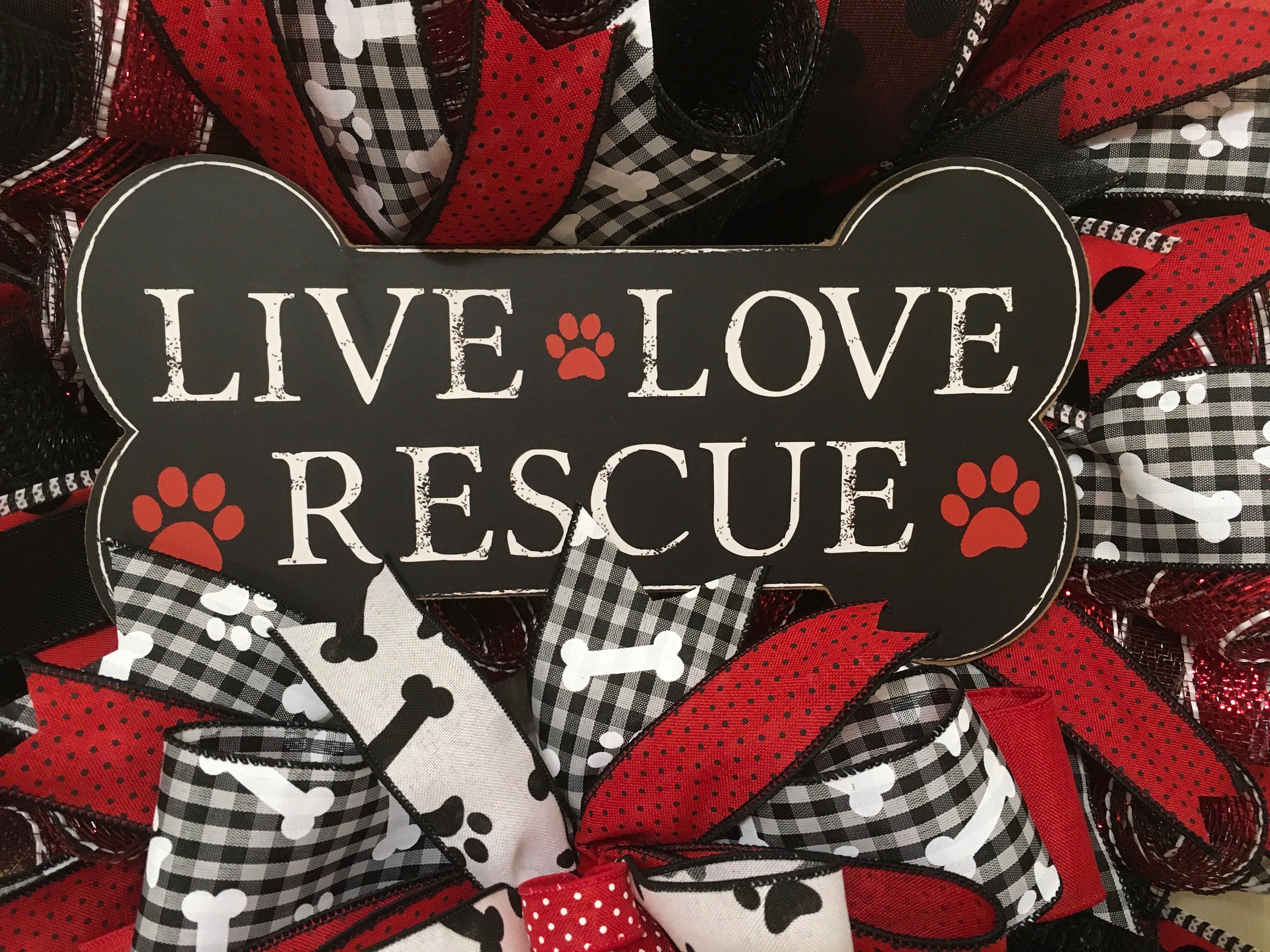 Dog Wreath, Live Love Rescue, Dog Decor, Dog Lover, Everyday Wreath ...