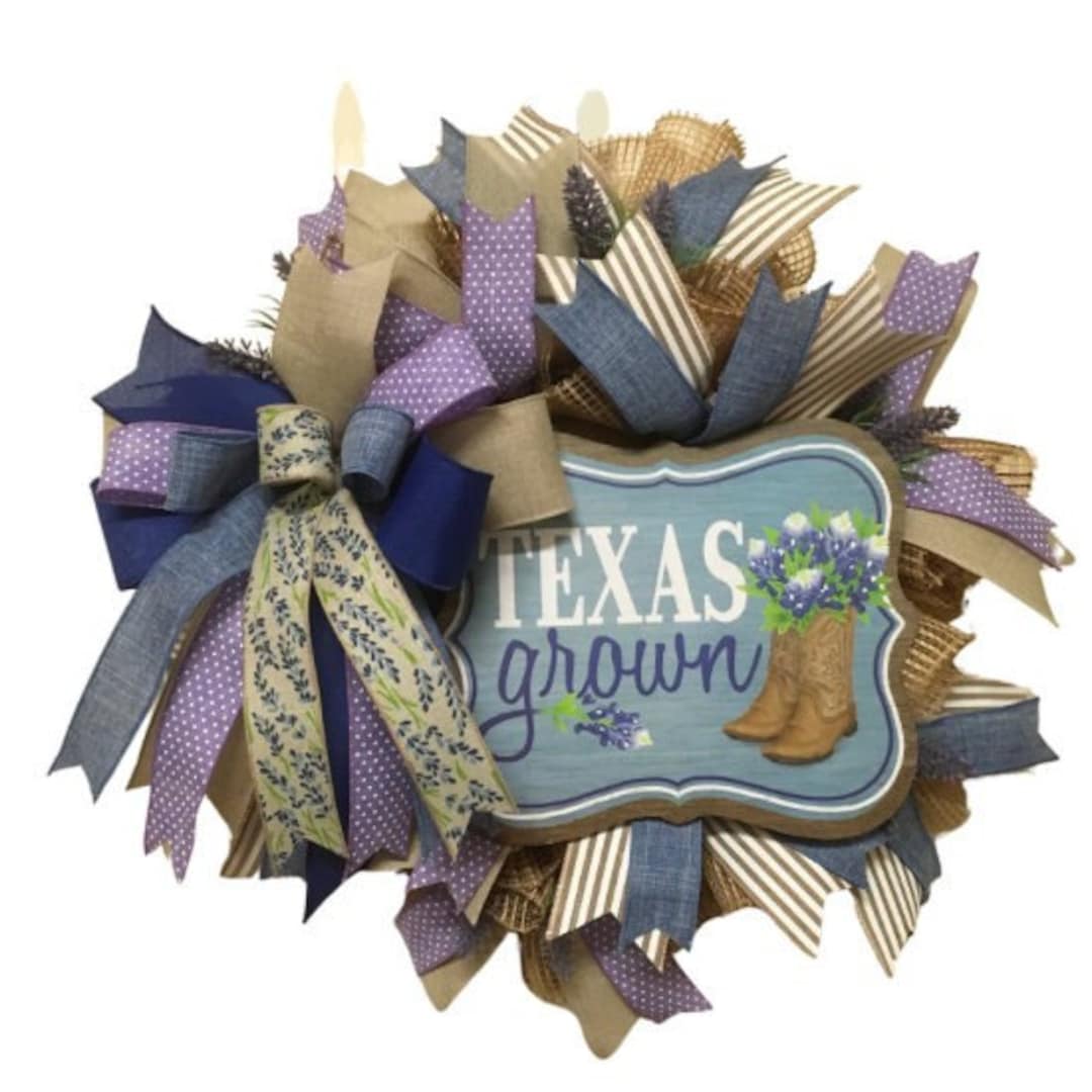 Texas Wreath, Bluebonnet Wreath, Spring Wreath, Everyday Wreath, Front ...