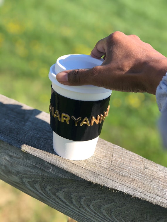 Personalized Black Reusable Coffee Cup Sleeve Cup Cozy Java | Etsy