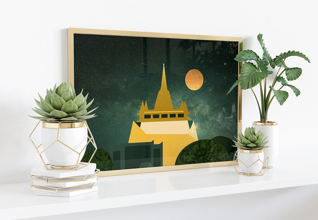The Golden Mount wat Saket Thailand Wall Art Digital File Colorful ...