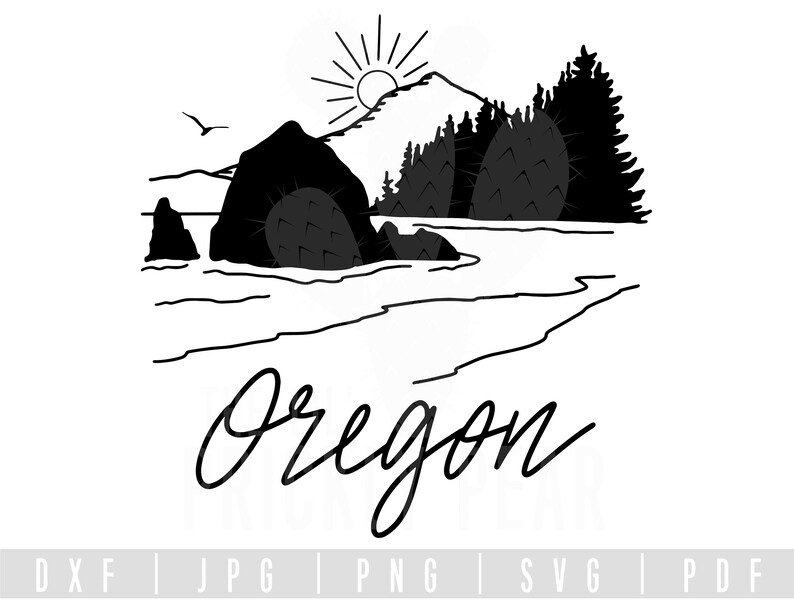 Oregon SVG Printable DXF Cut File Canon Beach Oregon - Etsy