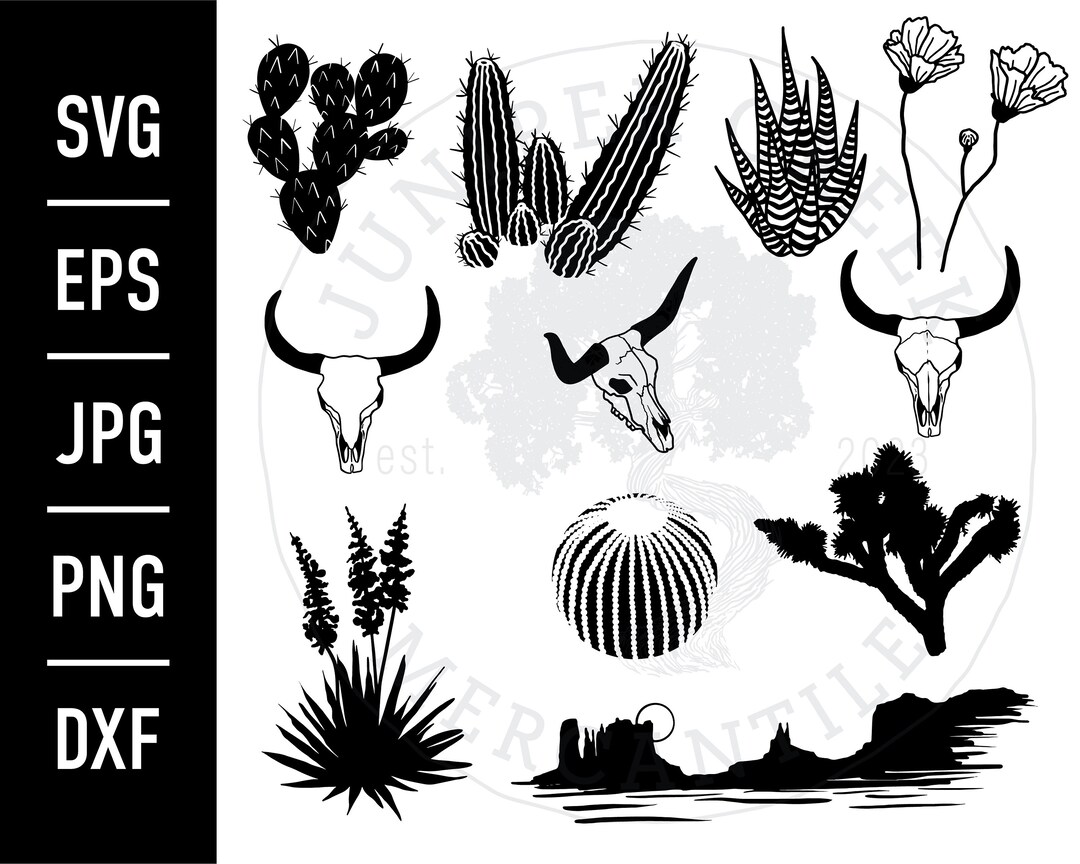 Desert SVG Bundle - 11 Images | Printable | JPG Files | Cactus | Skulls ...