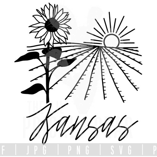 Kansas SVG Kansas Landscape Sunflower State DXF - Etsy