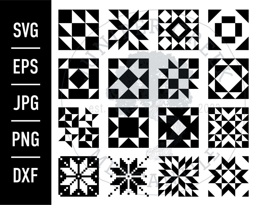 16 Quilt Blocks SVG Bundle | Printable JPG Files - Etsy Canada