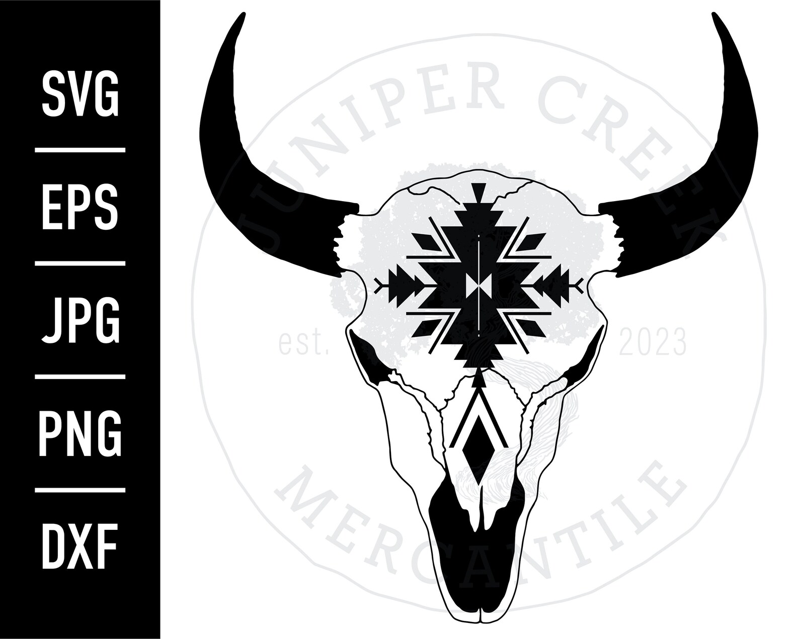 Decorated Cow Skull SVG | Printable JPG - Etsy