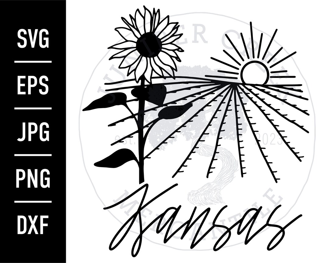 Kansas SVG | Kansas Landscape | Sunflower State | DXF | Printable JPG ...
