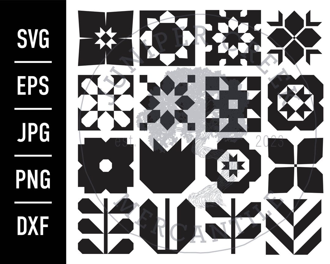 16 Garden Quilt Blocks SVG Bundle | PNG | JPG - Etsy