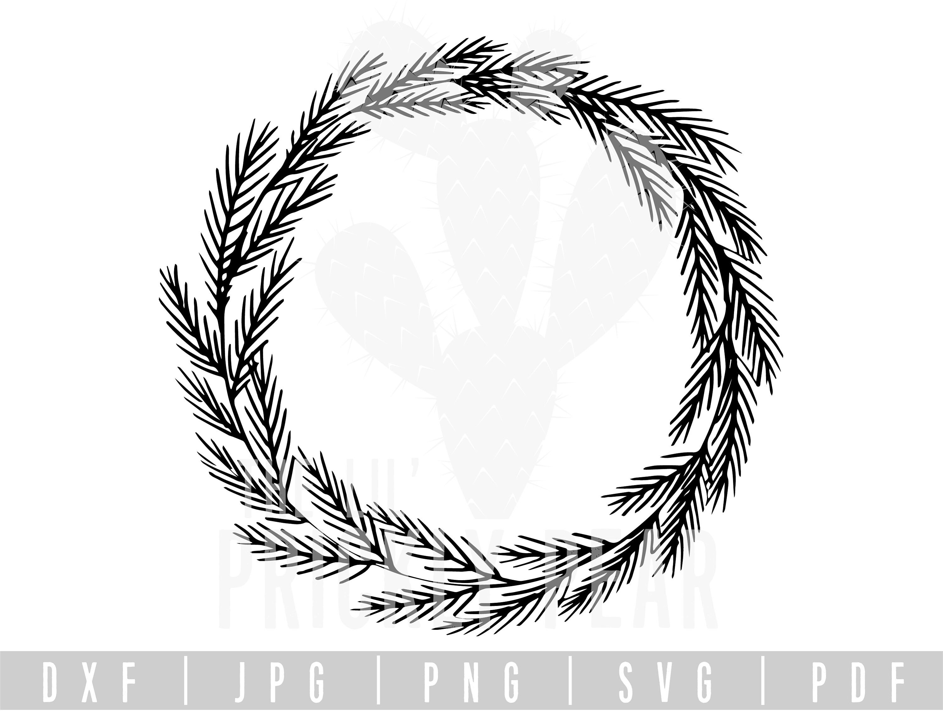 Pine Wreath SVG Floral Wreath Printable JPG Files Cut | Etsy