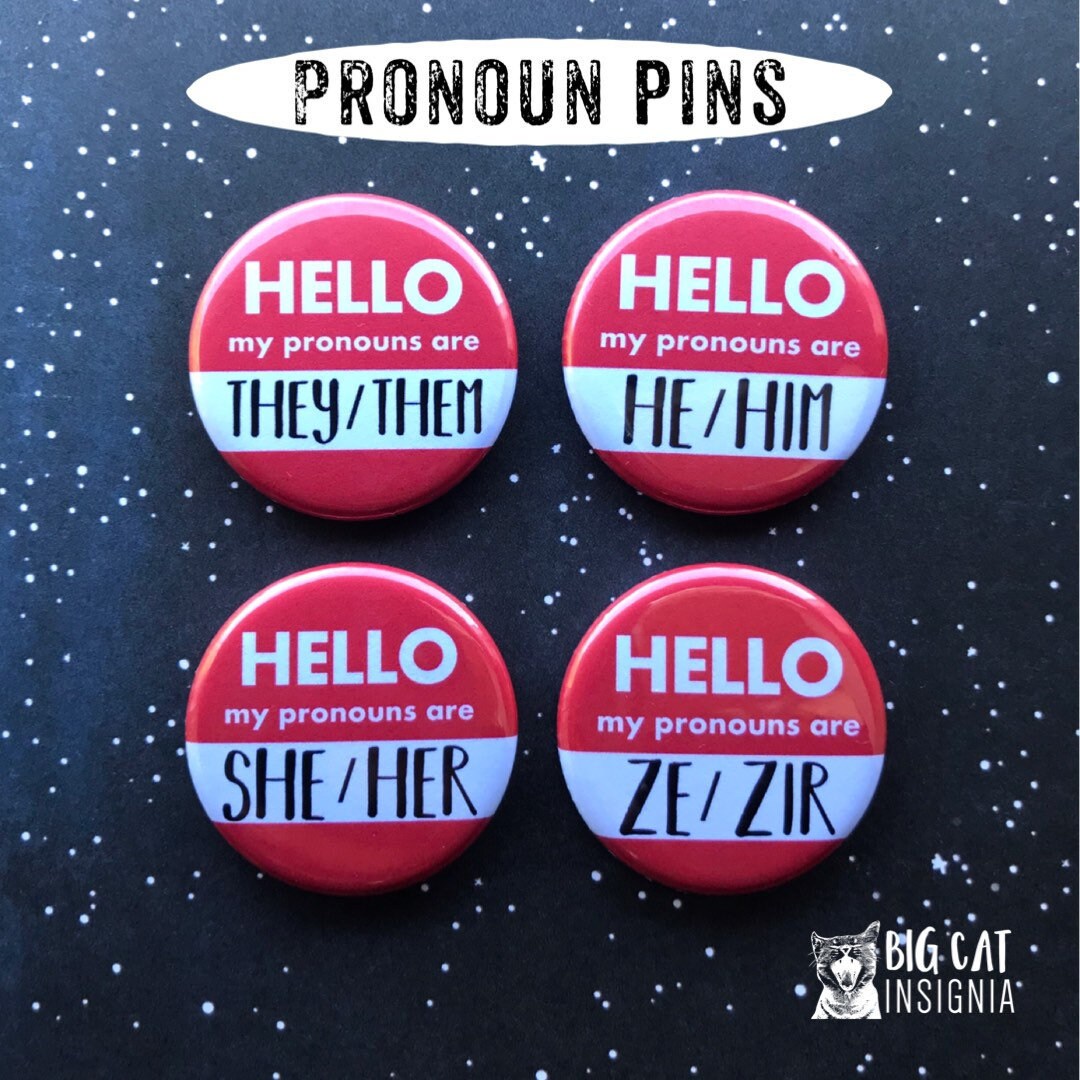 Pronoun Pins | Name Badge - Etsy