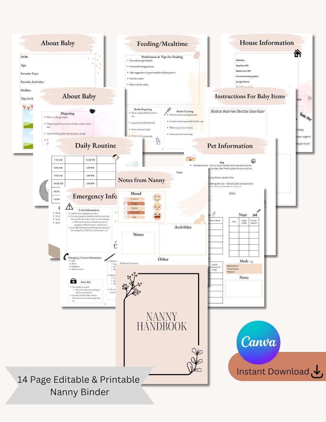 Nanny Handbook | Nanny Binder - Etsy