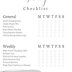 Nanny Checklist | Babysitter Checklist | Caregiver Checklist | To-do ...