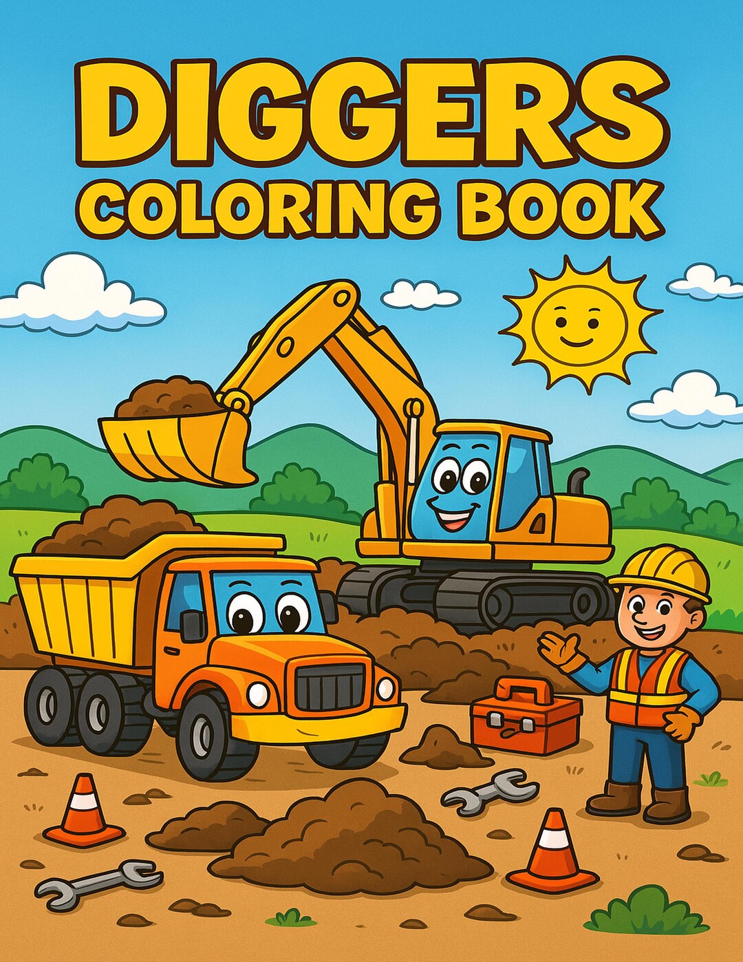 The Diggers Coloring Book - Etsy