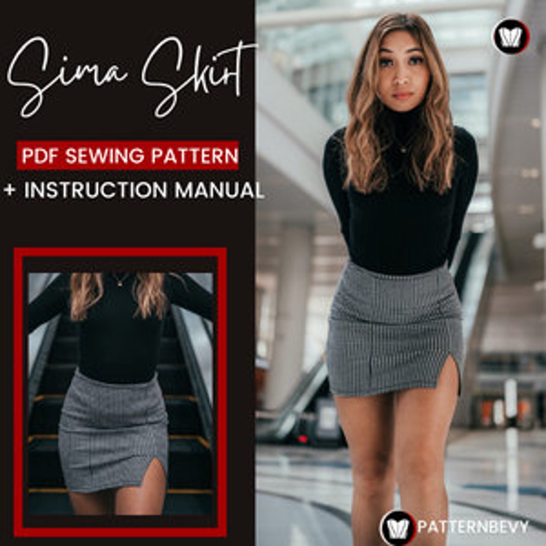 Mini Paneled Slit Skirt Sewing Pattern 6 DIFFERENT SIZES Mini Skirt ...