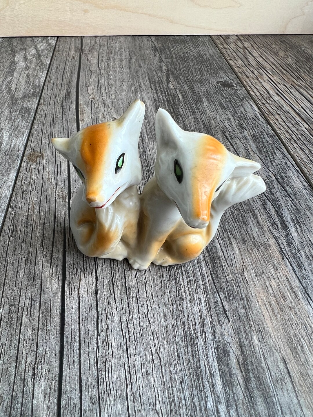 Antique Porcelain Pair of Foxes Made in Japan Small Figurine ...