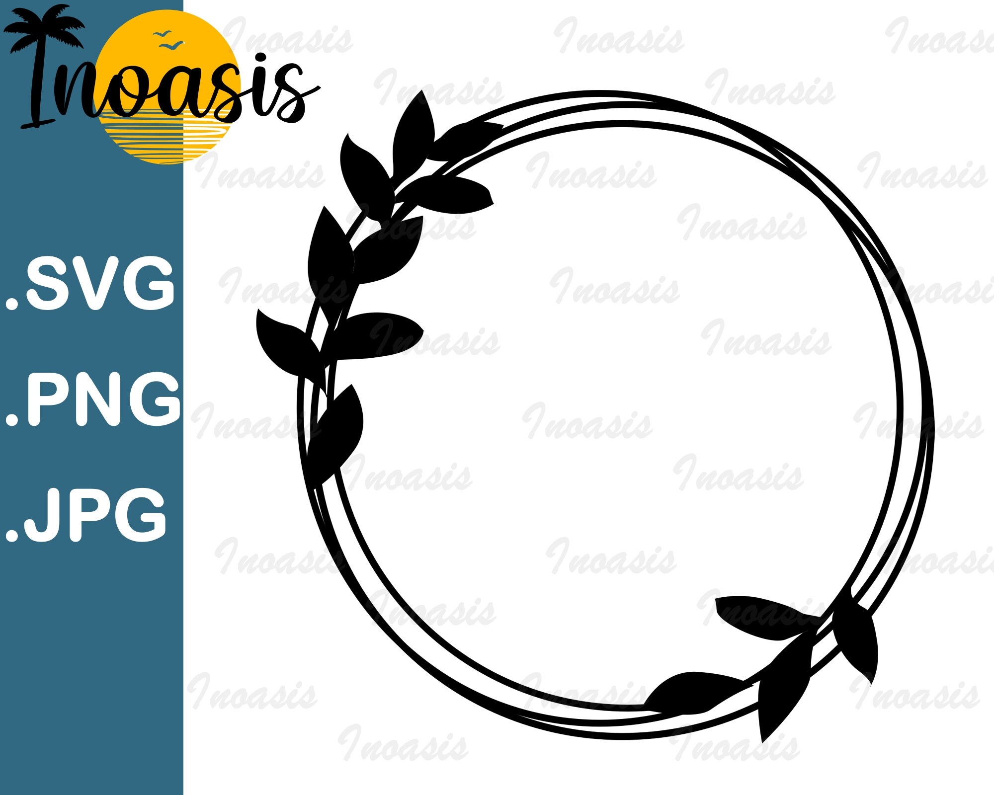 Leaf Circle Svg Cut File Flower Frame Clipart Leaf Wreath Etsy
