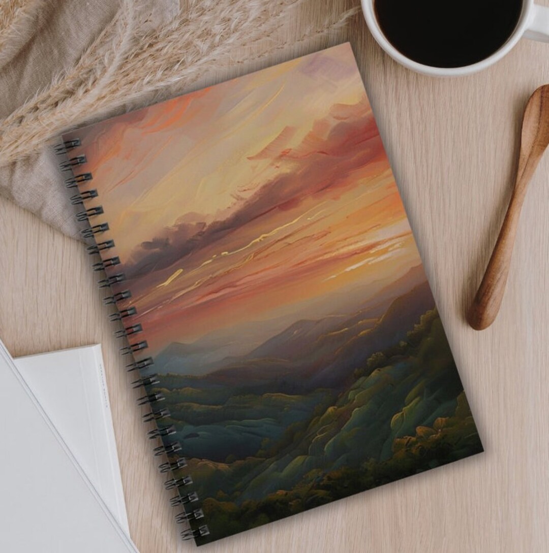 Mountain View Spiral Notebook Ruled Line. Blue Ridge Mountain Art ...