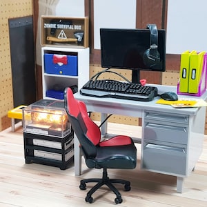 1/12 Scale Dollhouse Miniature Really Glowing! Game/ Gaming PC Desktop ...