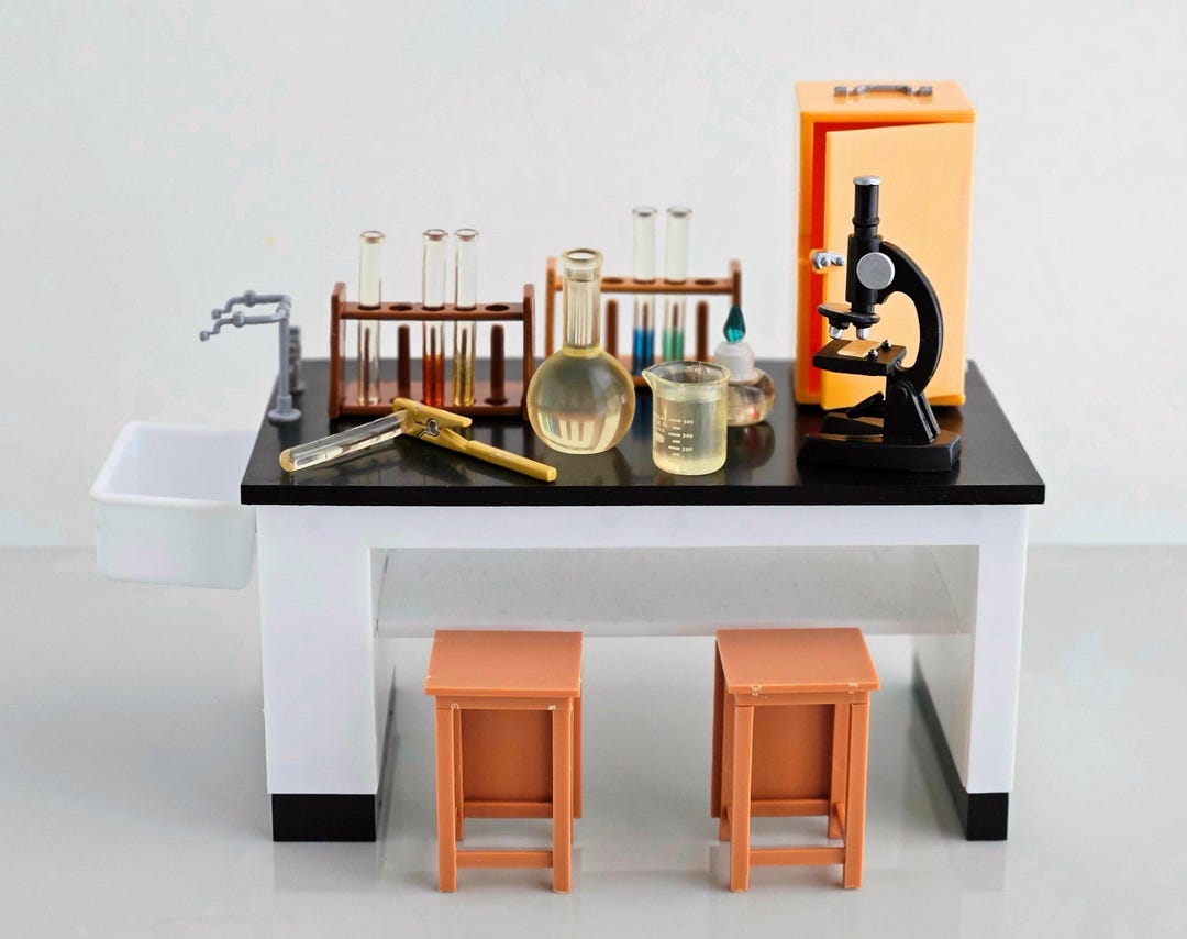 Dollhouse Miniature Research Scientist Mascot Science Lab Microscope ...