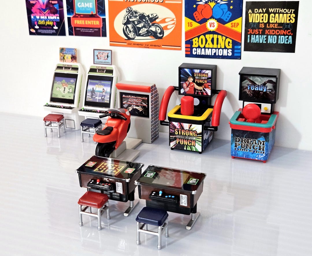 Dollhouse Miniature Diorama Retro Arcade Game Machine- Boxing Game ...