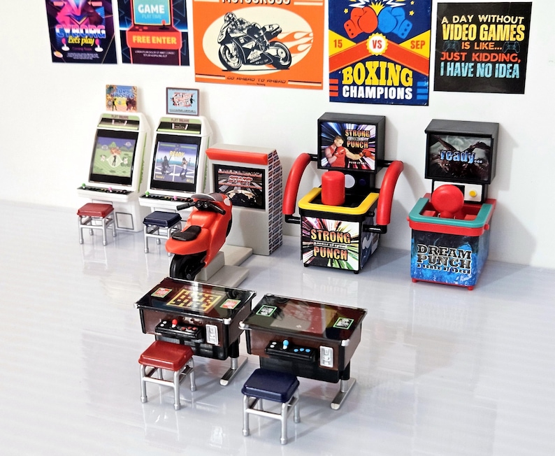 Dollhouse Miniature Diorama Retro Arcade Game Machine- Boxing Game ...