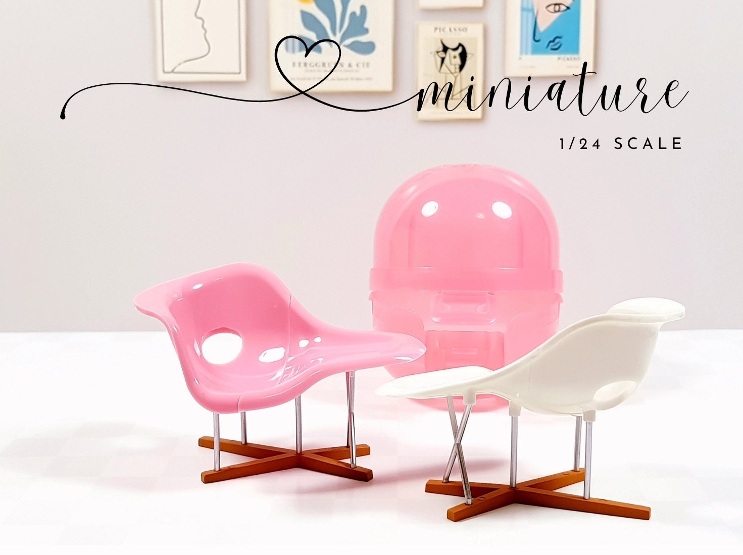 1/24 Scale Designer Interior Collection Miniature La Chaise Chair (pink ...