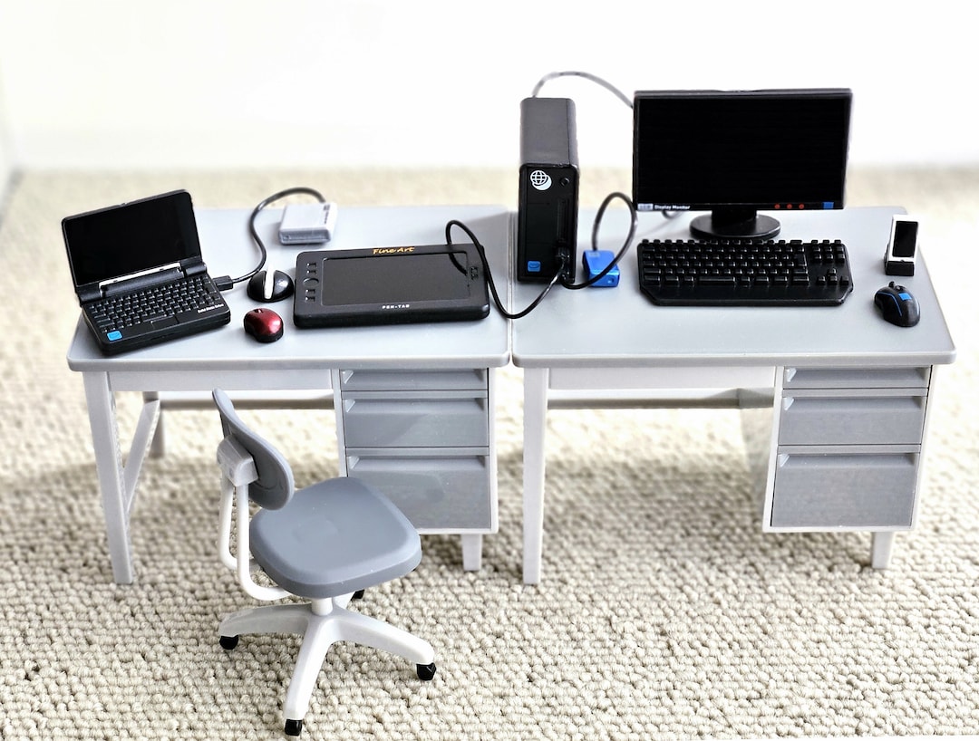 1:12 Scale Dollhouse Miniature PC/ Game Computer Set - Work Desk ...