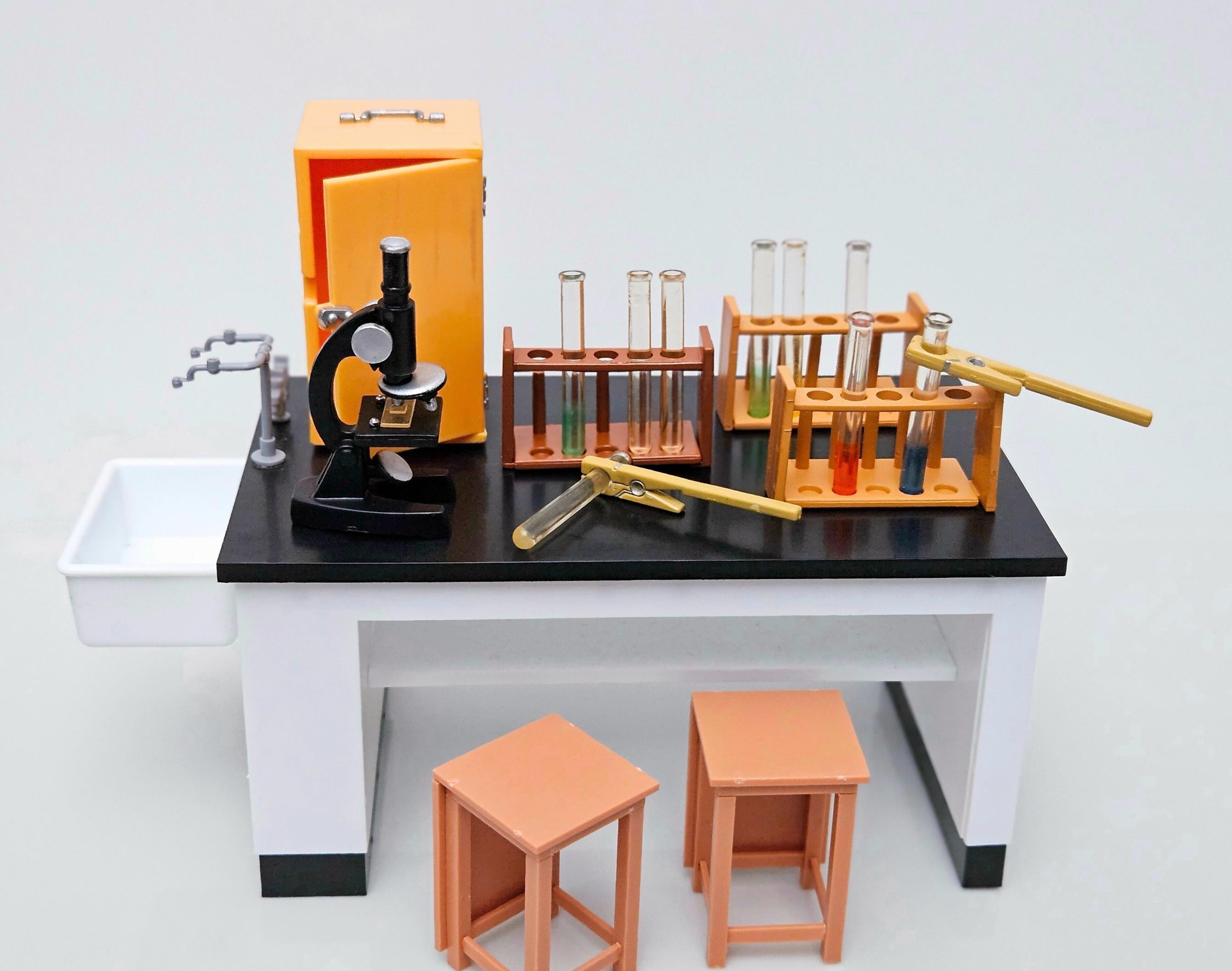 Dollhouse Miniature Research Scientist Mascot Science Lab Microscope ...