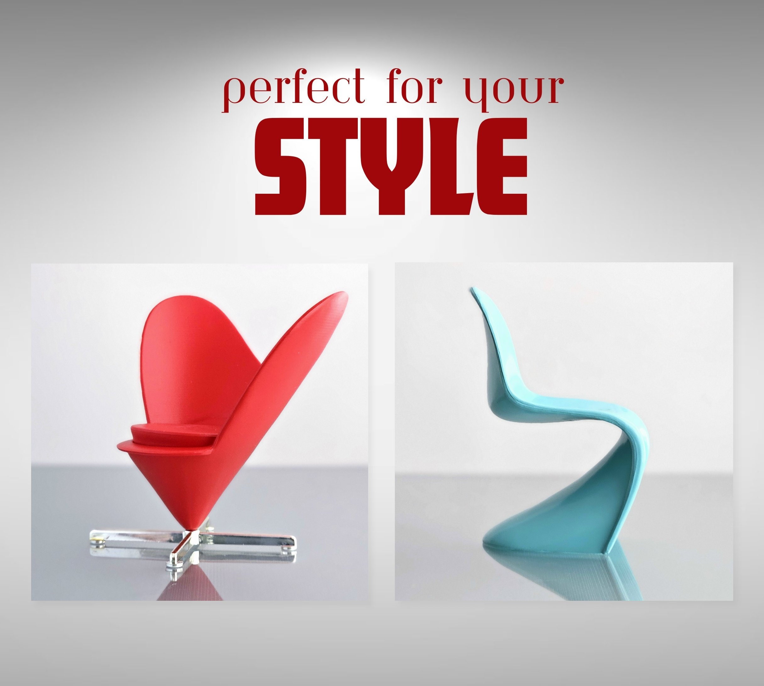 1/12 Scale Miniature Designer Interior Collection Chairs - Heart Shape ...