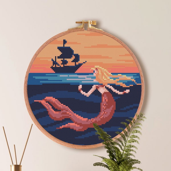 Mermaid Ship Cross Stitch - Etsy