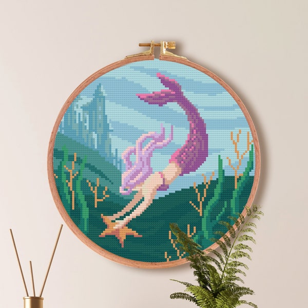 Mermaid Cross Stitch Pattern - Etsy