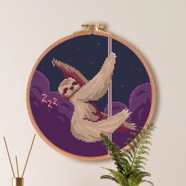 Sloth Cross Stitch - Etsy