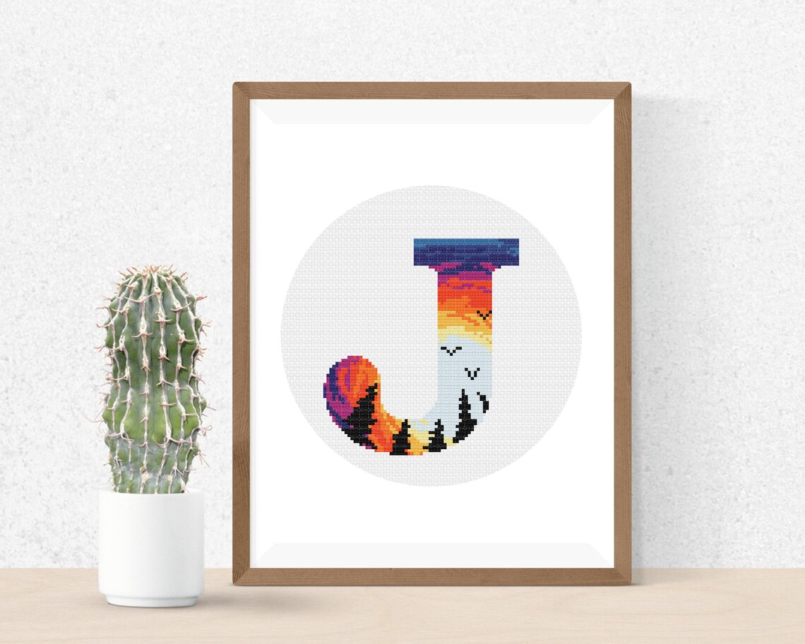 J Monogram Cross Stitch Pattern Alphabet Initial Letter | Etsy