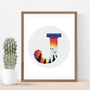 J Monogram Cross Stitch Pattern , Alphabet Initial Letter Cross Stitch ...